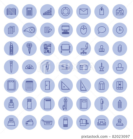 Color icon set for business and office work (blue) - Stock Illustration ...