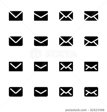 Monochrome email icon set - Stock Illustration [82025496] - PIXTA