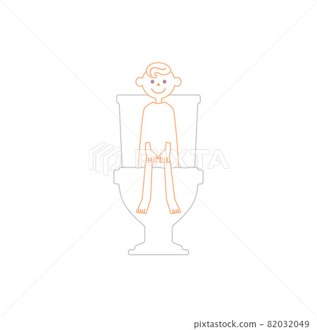 Boy line drawing in the toilet - Stock Illustration [82032049] - PIXTA