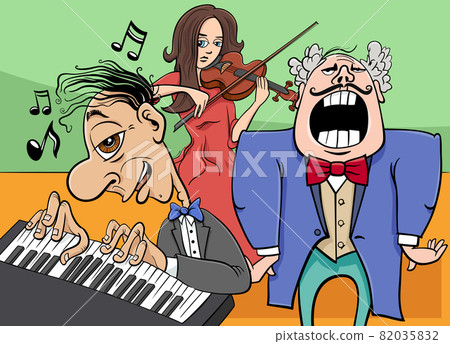 cartoon musicians characters playing music concert - Stock Illustration ...