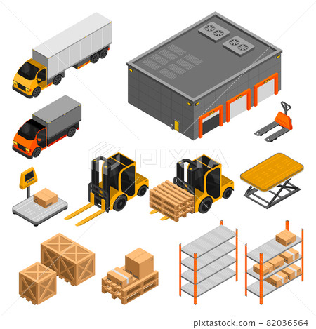 Warehouse Isometric Set - Stock Illustration [82036564] - PIXTA