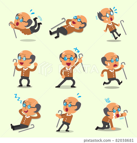 Cartoon old man character poses - Stock Illustration [82038681] - PIXTA