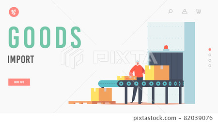 Goods Import Landing Page Template. Worker... - Stock Illustration ...