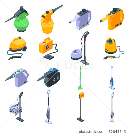 Steam cleaner icons set, isometric style - Stock Illustration [82043843 ...