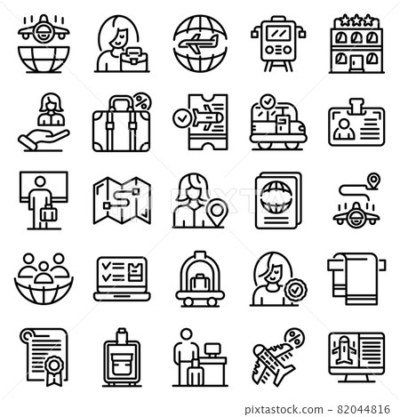 Tourism manager icons set, outline style - Stock Illustration [82044816 ...