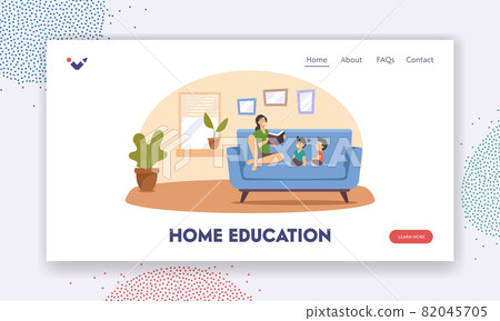 Home Education Landing Page Template. Mother... - Stock Illustration ...