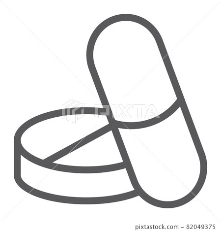 Pills line icon, medical and pharmaceutical,... - Stock Illustration ...
