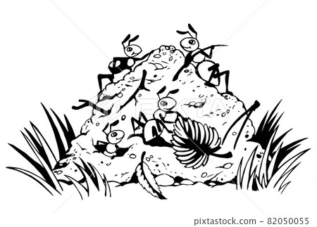 Ants in the anthill. Vector drawing - Stock Illustration [82050055] - PIXTA