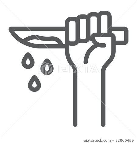 Murder line icon, crime and attack, hand and... - Stock Illustration ...