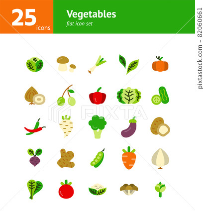 Vegetables flat icon set. Vector and Illustration. - Stock Illustration ...