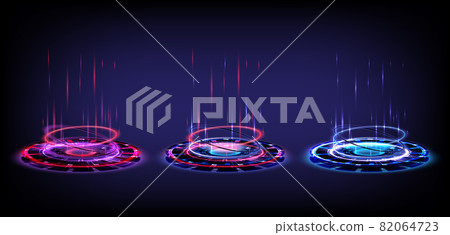 Sci-fi digital high-tech collection in glowing... - Stock Illustration ...