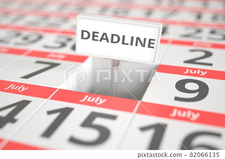 DEADLINE plate on July 8 in a calendar, 3d... - Stock Illustration ...