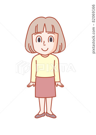 Illustration of a smiling three-headed young woman - Stock Illustration ...