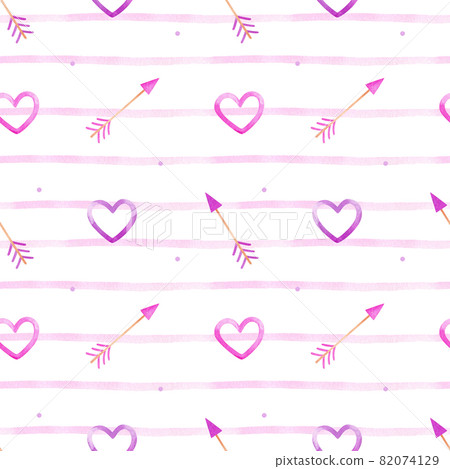 Valentine's day striped pattern with hearts and... - Stock Illustration ...