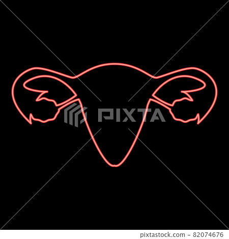Neon uterus red color vector illustration flat - Stock Illustration ...