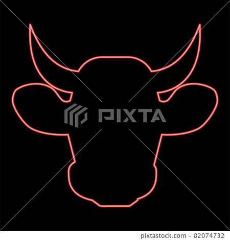 Neon cow head red color vector illustration flat - Stock Illustration ...