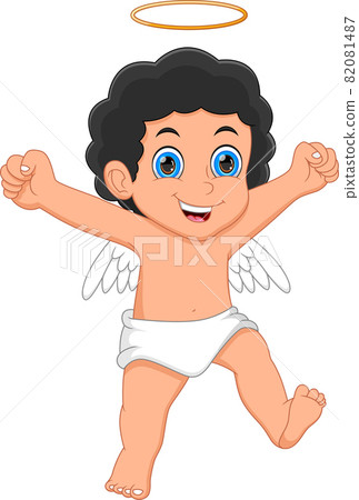 little angel cartoon on white background - Stock Illustration [82081487 ...
