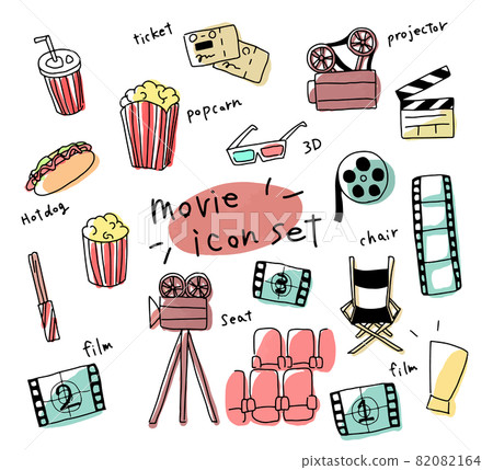 A simple hand-drawn illustration set for the movie - Stock Illustration ...