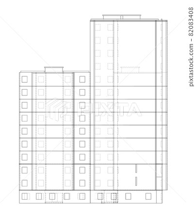 Vector multi-storey residential building - Stock Illustration [82083408 ...