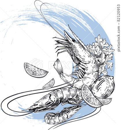 Seafood line art - Stock Illustration [82120953] - PIXTA