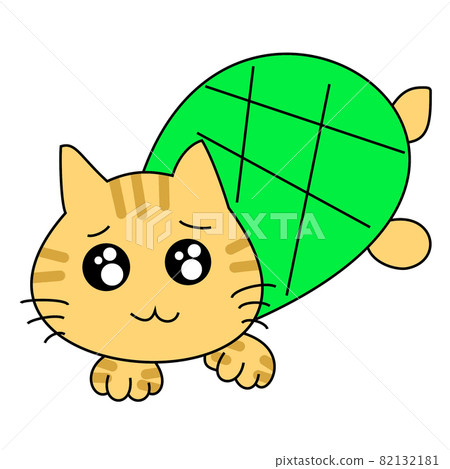 A turtle and a cat are united, and the name is... - Stock Illustration ...