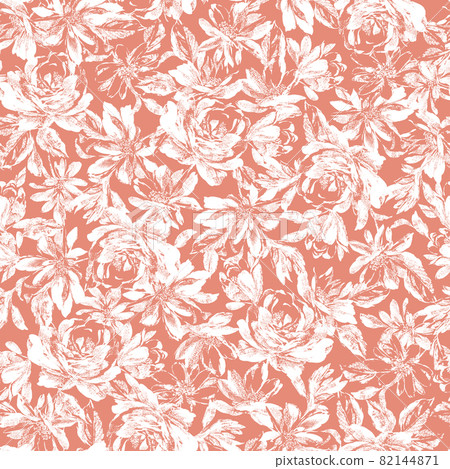 Floral pattern drawn with rough touch - Stock Illustration [82144871 ...