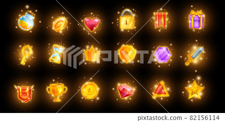 Magic game icon set, mobile casino app UI... - Stock Illustration ...