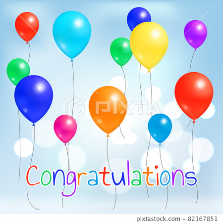 Congratulations Postcard Colorful Balloons Flying - Stock Illustration ...