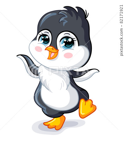 Cute baby little penguin cartoon character vector - Stock Illustration ...