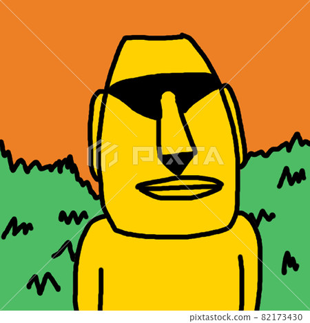 Yellow moai-kun - Stock Illustration [82173430] - PIXTA