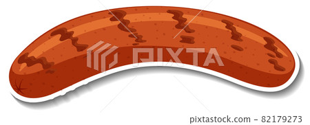 Grilled sausage sticker on white background - Stock Illustration ...