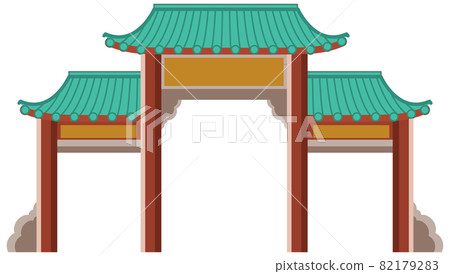 Chinese Gate or Paifang isolated on white... - Stock Illustration ...