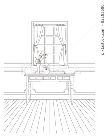 Interior line drawing vector illustration. - Stock Illustration ...
