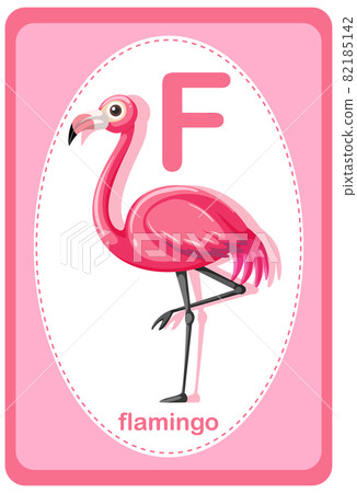 Alphabet flashcard with letter For Flamingo - Stock Illustration ...