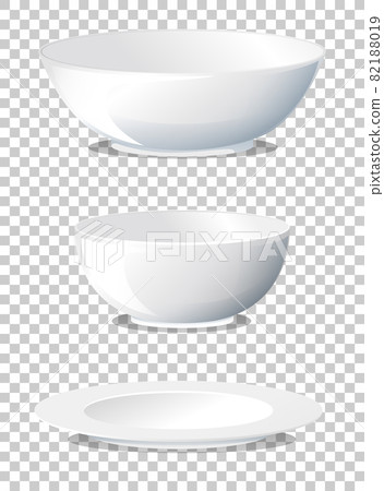 Set of white plain plate side view - Stock Illustration [82188019] - PIXTA