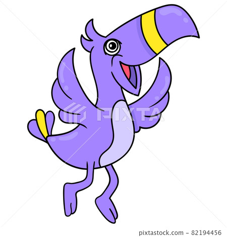 big purple beak flying happy face, doodle icon... - Stock Illustration ...