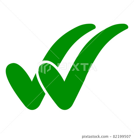 Double check icon, two green checkmarks, double...-插圖素材 [82199507 ...