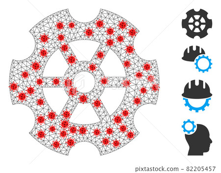 Polygonal Mesh Gear Icon with Infectious Centers-插圖素材 [82205457] - PIXTA圖庫