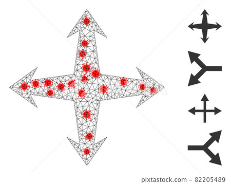 Polygonal Network Expand Icon with Virus Elements - Stock Illustration ...