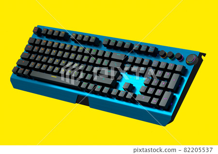Blue computer keyboard with rgb colors isolated... - Stock Illustration ...