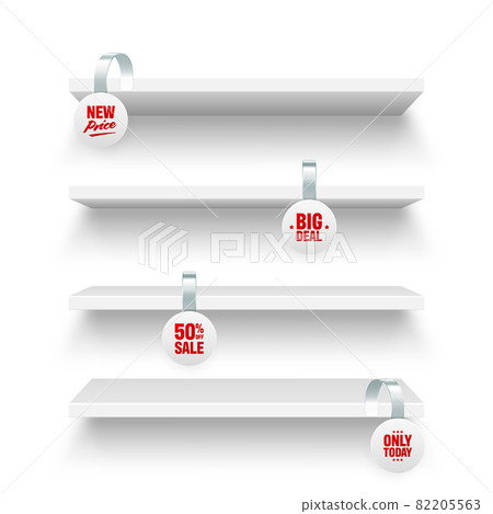 Store shelves and supermarket promotional... - Stock Illustration ...