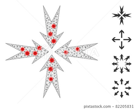 Polygonal Network Compression Arrows Icon with... - Stock Illustration ...