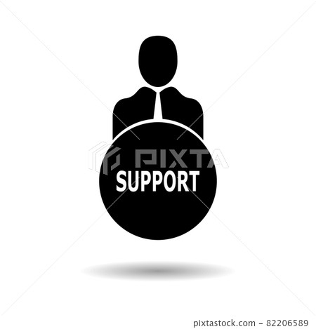 Business person with text SUPPORT flat icon.... - Stock Illustration ...