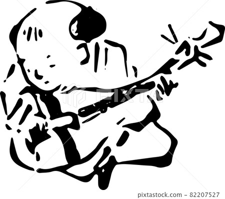 A child playing the biwa - Stock Illustration [82207527] - PIXTA