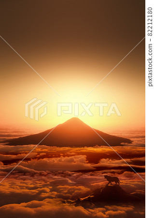 Mt. Fuji sunrise and tiger - Stock Illustration [82212180] - PIXTA