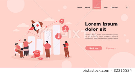 Tiny sales managers looking at growth chart - Stock Illustration ...