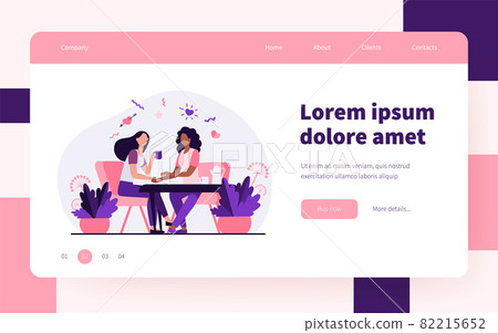 Female friends talking over cup of tea - Stock Illustration [82215652 ...