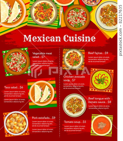 Mexican food cuisine menu, lunch or dinner... - Stock Illustration ...