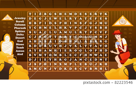 Ancient egypt word search riddle for kids with... - Stock Illustration ...