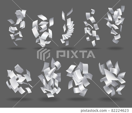 Collection of realistic falling paper sheets.... - Stock Illustration ...